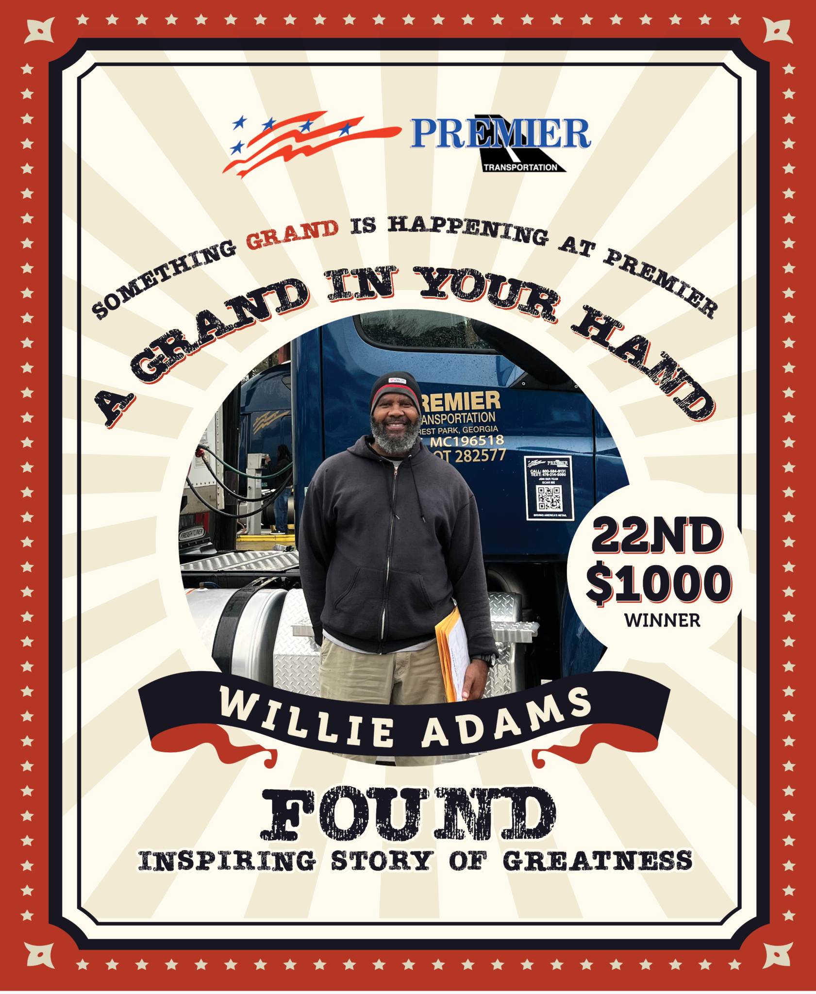 Congratulations, Willie Adams! Our 22nd Grand In Your Hand Contest ...